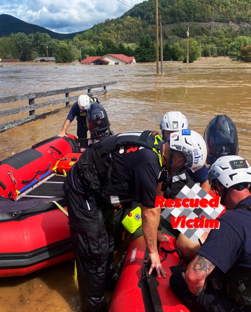Oklahoma swift water rescue team rescues four people trapped in Hurricane Helene flood waters ...