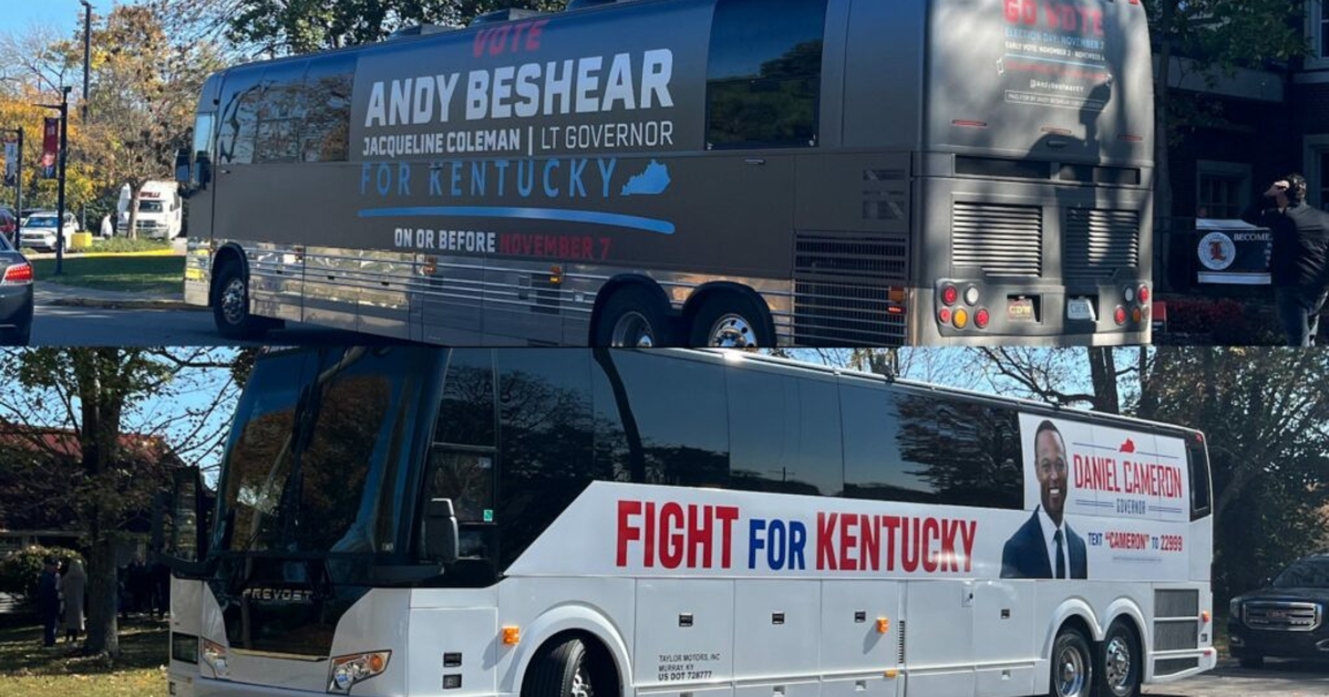 Beshear and Cameron launch star-studded bus tours to make final pitch ...